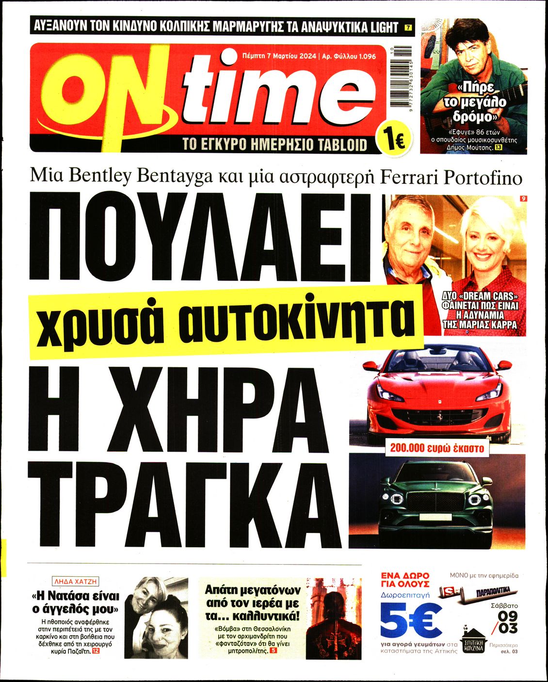 ON TIME - Πρωτοσέλιδο Εφημερίδας
