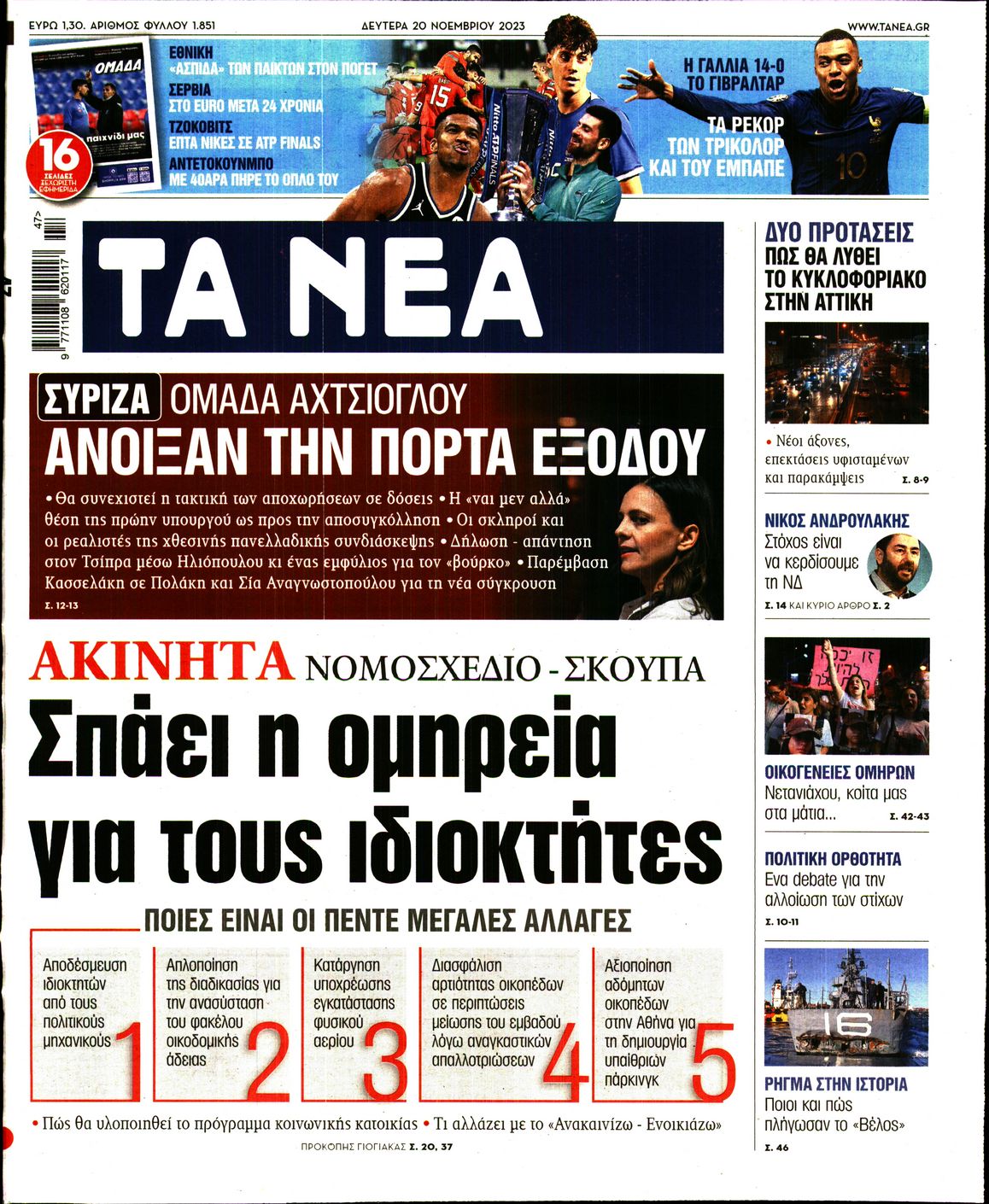 ΤΑ ΝΕΑ - Πρωτοσέλιδο Εφημερίδας
